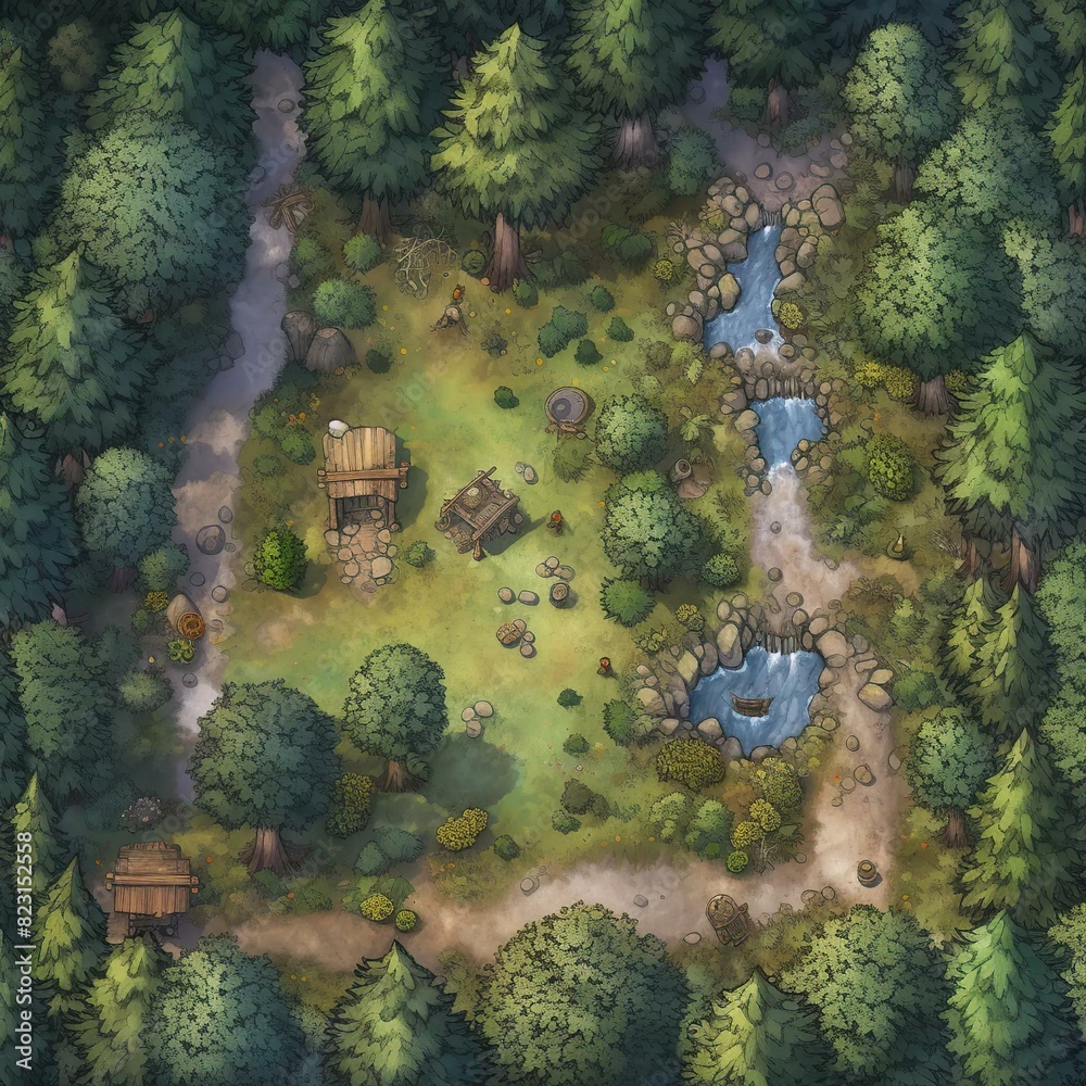 DnD Battlemap Mystic Enchanted Forest Heroic Fan Art. Stock ...