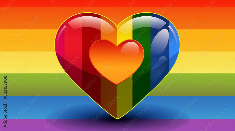 Gradient illustration of Pride flag colors with a rainbow heart, ideal ...