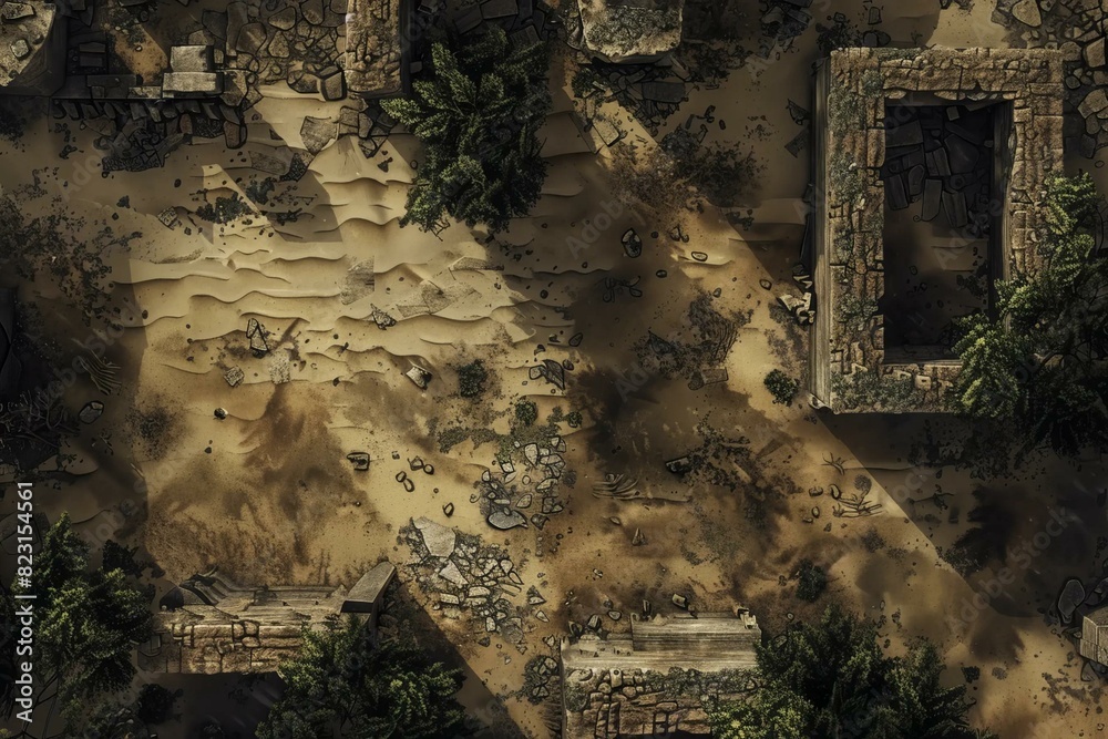 DnD Battlemap Sandstorm Ruins Battlemap. Two adventurers exploring ...