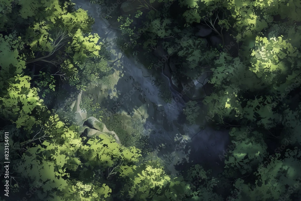 DnD Battlemap Shadow Forest Battlemap Stylized Summar: Detailed map of ...