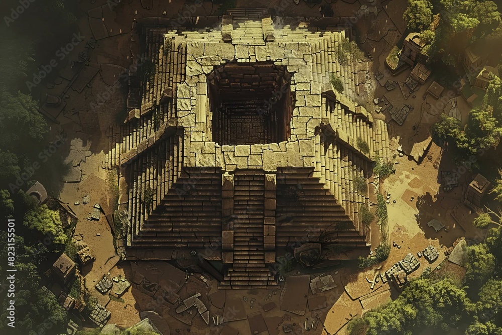 DnD Battlemap Sun-Parched Ziggurat - An Ancient Structure in the Desert ...