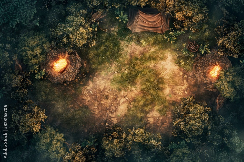 DnD Battlemap Trolls fire camp battle map. Stock Illustration | Adobe Stock