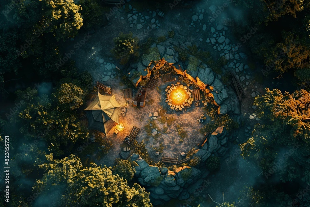 DnD Battlemap Fire Camp Battlemap: A fiery battle map with trolls ...