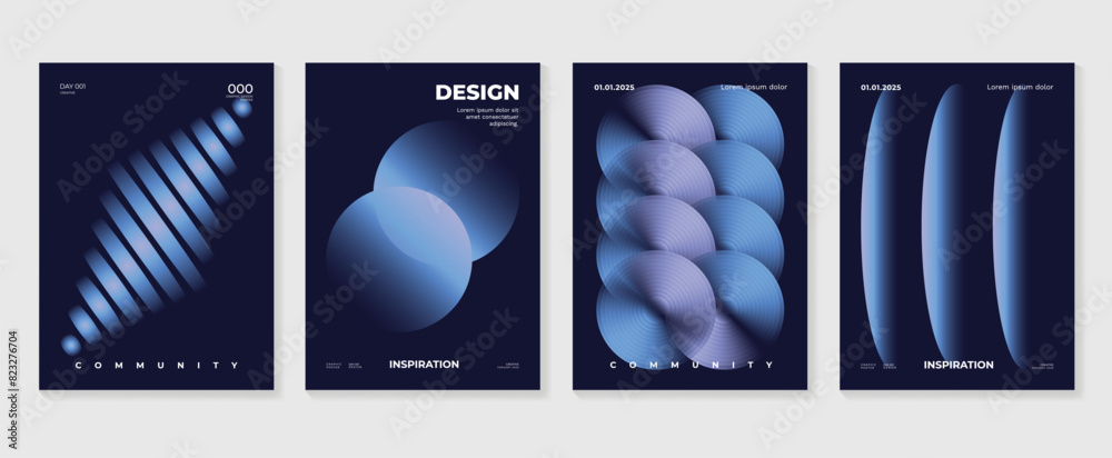 Abstract gradient poster background vector set. Minimalist style cover template with vibrant ...