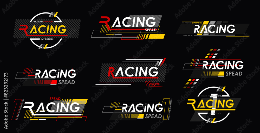 Race sport car stripe stickers, checker decals. Motorsport championship ...