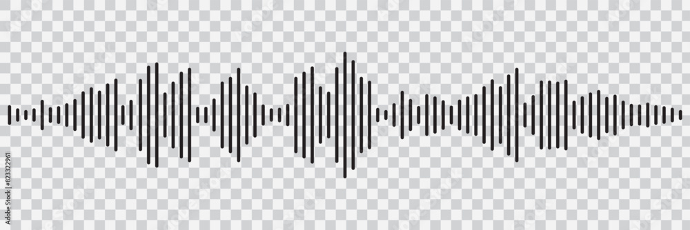 Set of radio Wave icon. Monochrome simple sound wave on transparent ...
