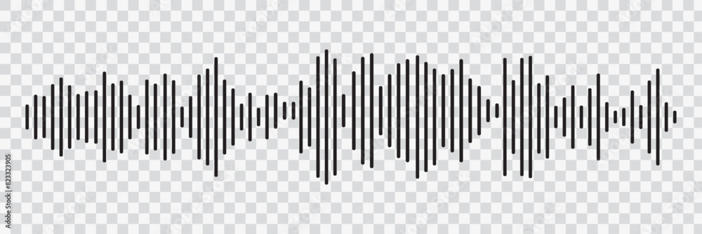 Set of radio Wave icon. Monochrome simple sound wave on transparent ...