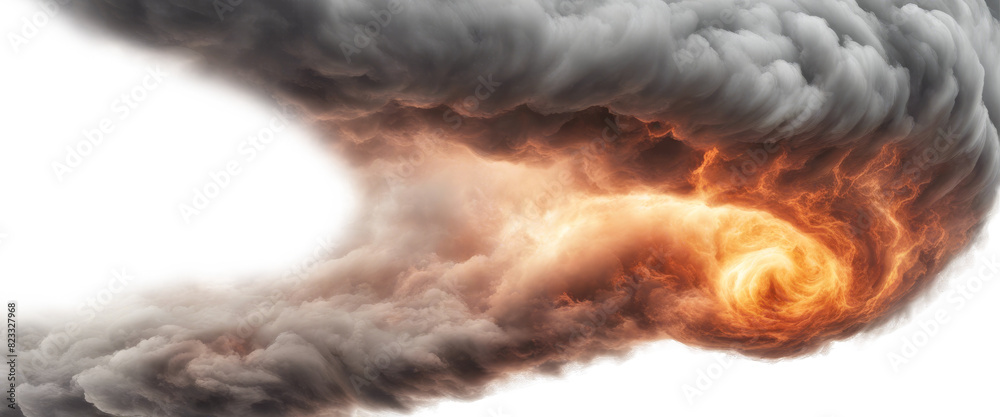 Dramatic cloud formation with fiery center resembling a storm or ...