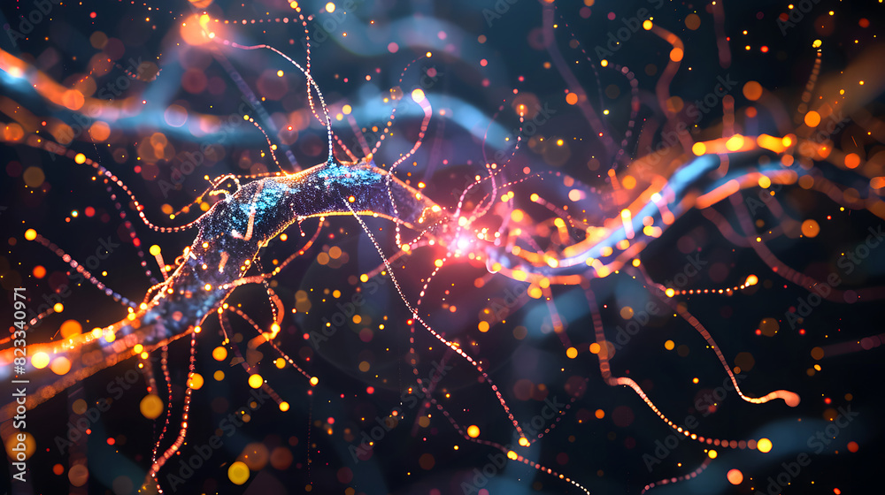 Abstract technology background with a cyber network grid and connected ...