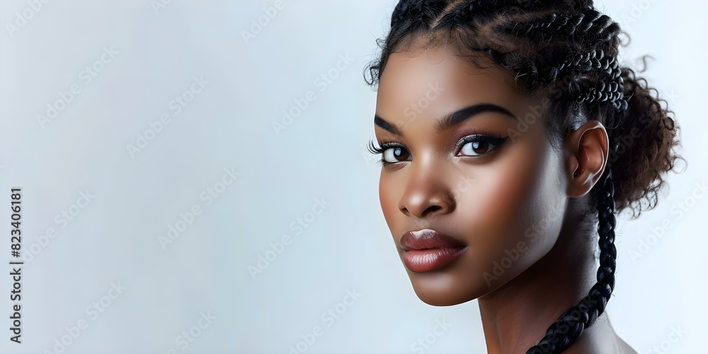 A stunning African American woman with curly braids and a sharp jawline ...