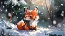 Fox Cartoon In Winter Free Stock Photo - Public Domain Pictures