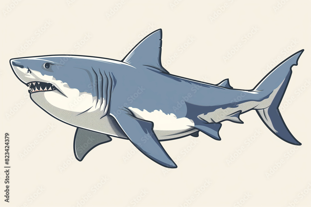 Cartoon Shark with Stripes: Full Body Vector Illustration of Shark with ...