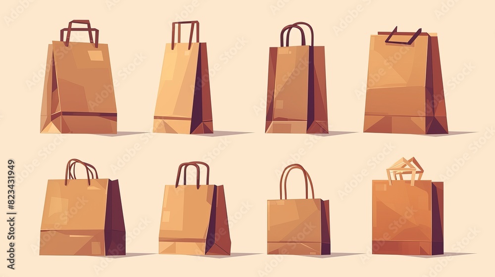 Blank grocery kraft packet template. Empty supermarket paperbag mockup ...