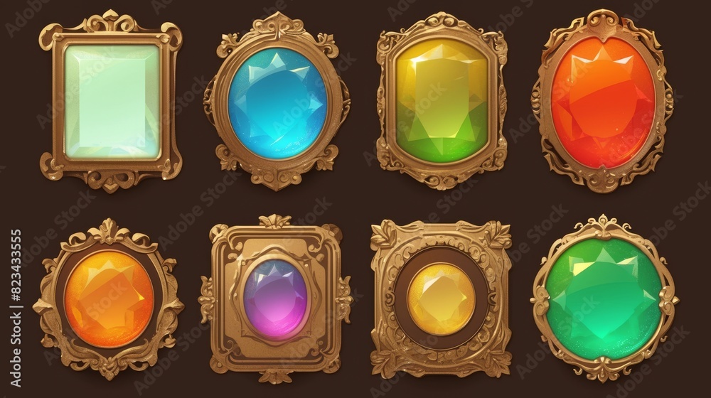 An art deco border for RPG interface design, created in the style of ...