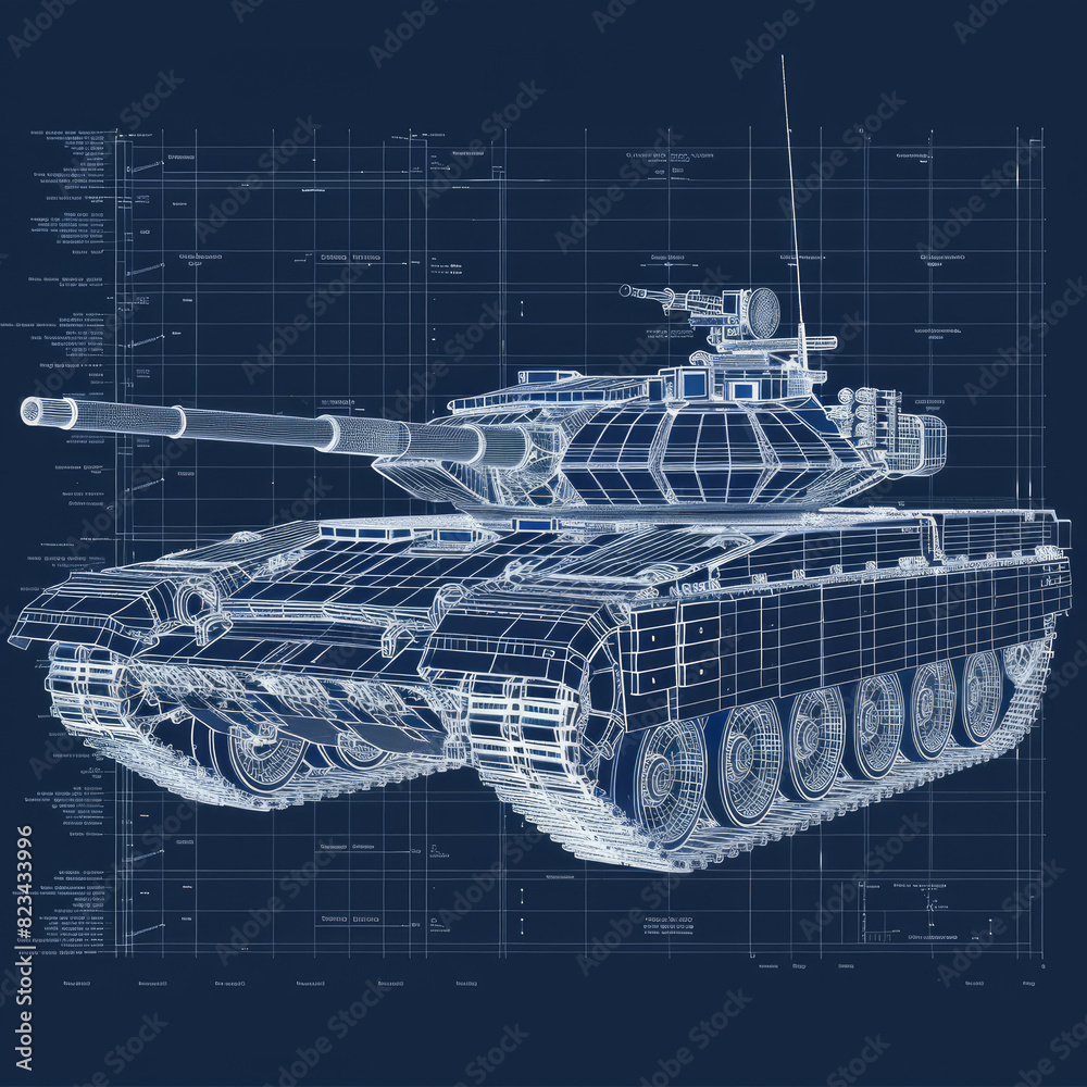Technical blueprint of a modern battle tank Stock Photo | Adobe Stock