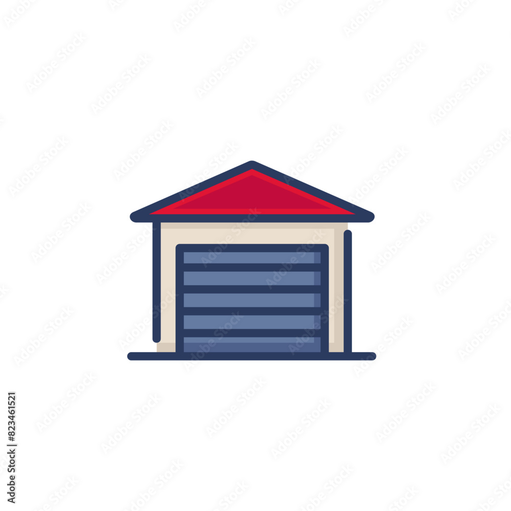 Closed garage line icon. Shut gate, slot, warehouse isolated outline ...