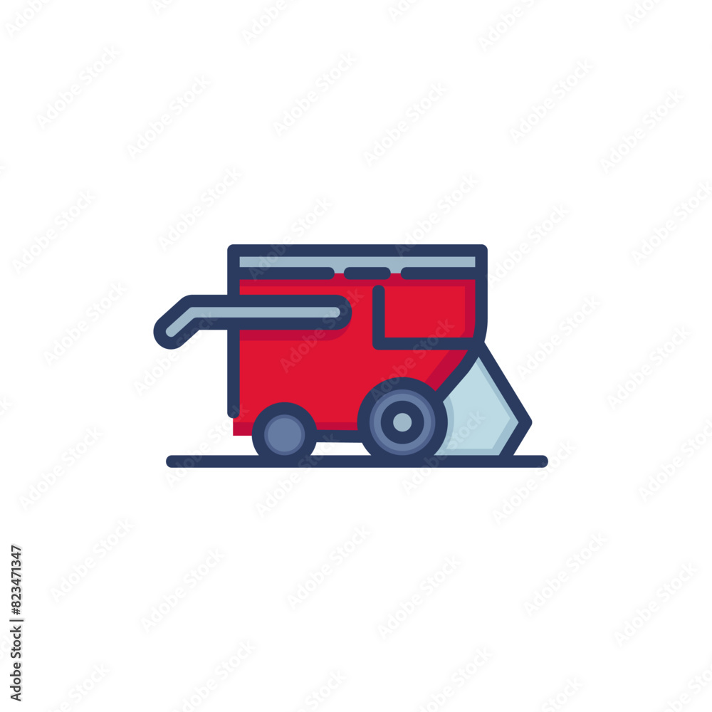 Plow line icon. Heavy machine, agricultural equipment isolated outline ...