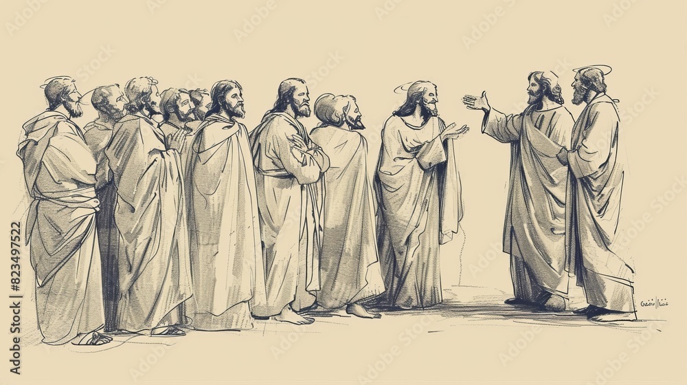 Jesus Calling His Disciples to Follow Him, Biblical Illustration of ...