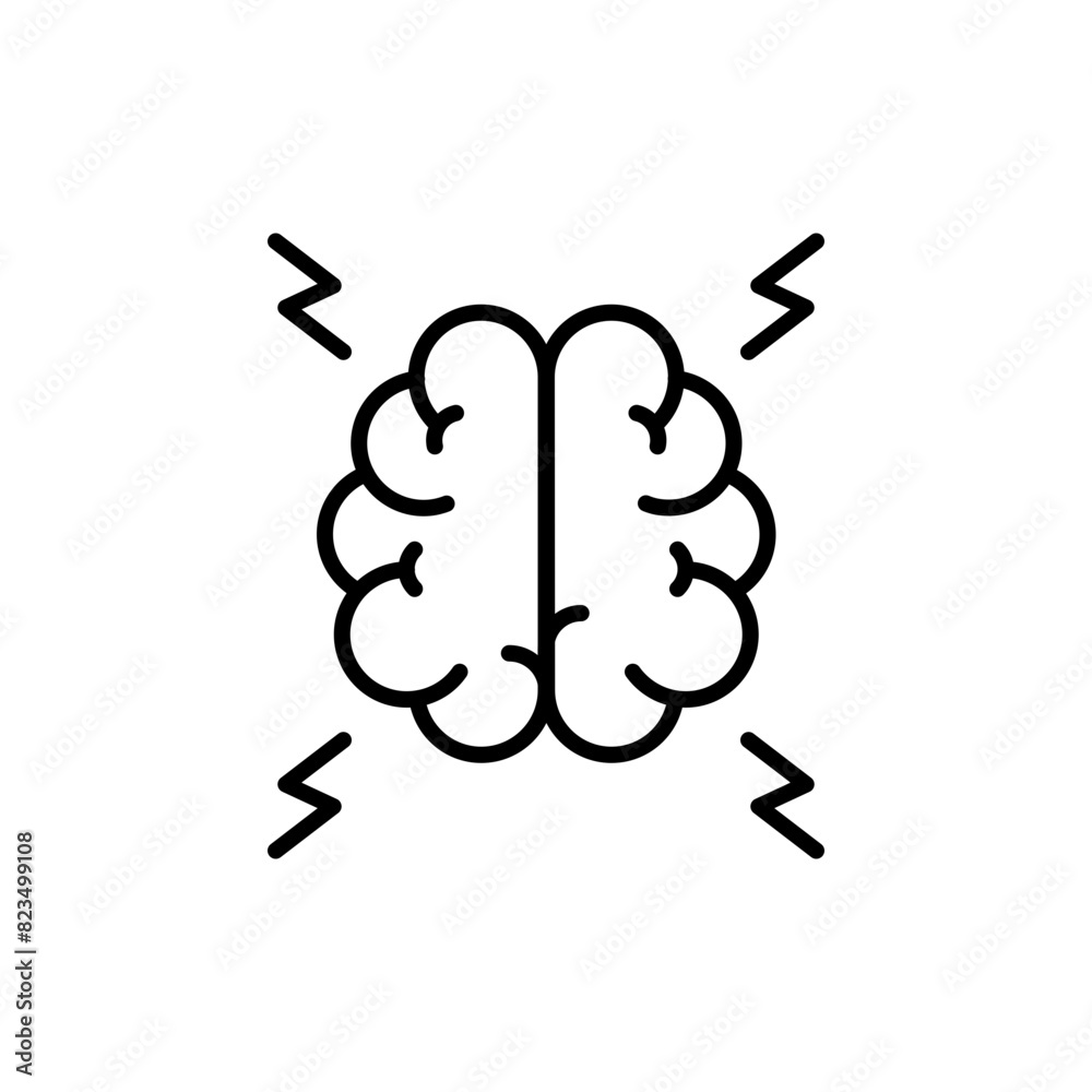Brain attack outline icons, minimalist vector illustration ,simple ...