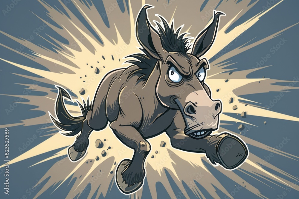 Cartoon donkey running with stick, suitable for children's ...