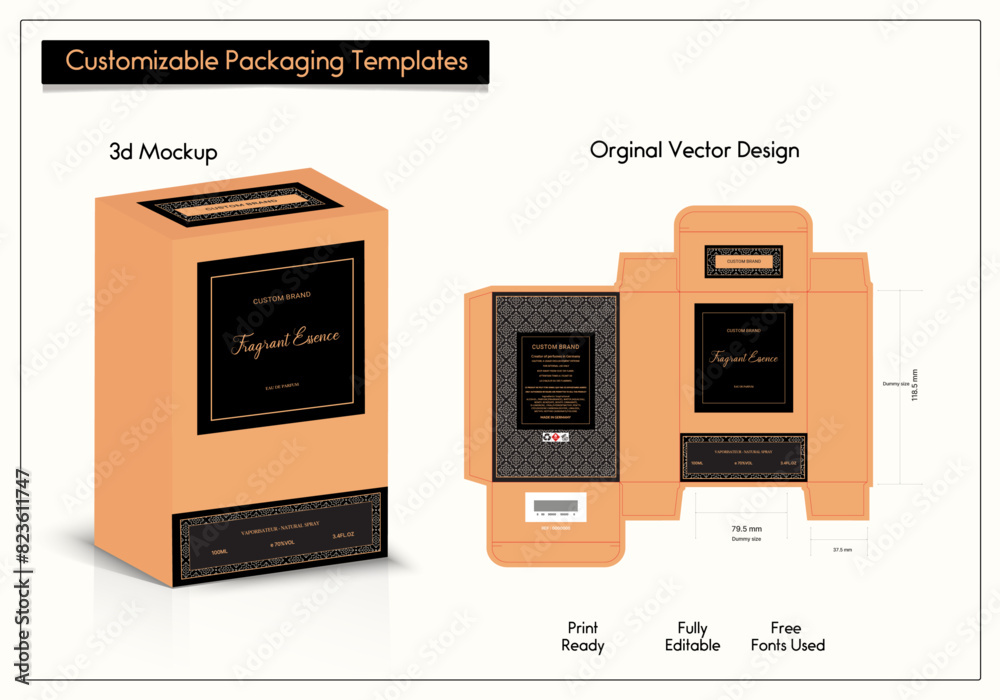 Box Design elements, luxury box labels, icons, frames, packaging, and ...