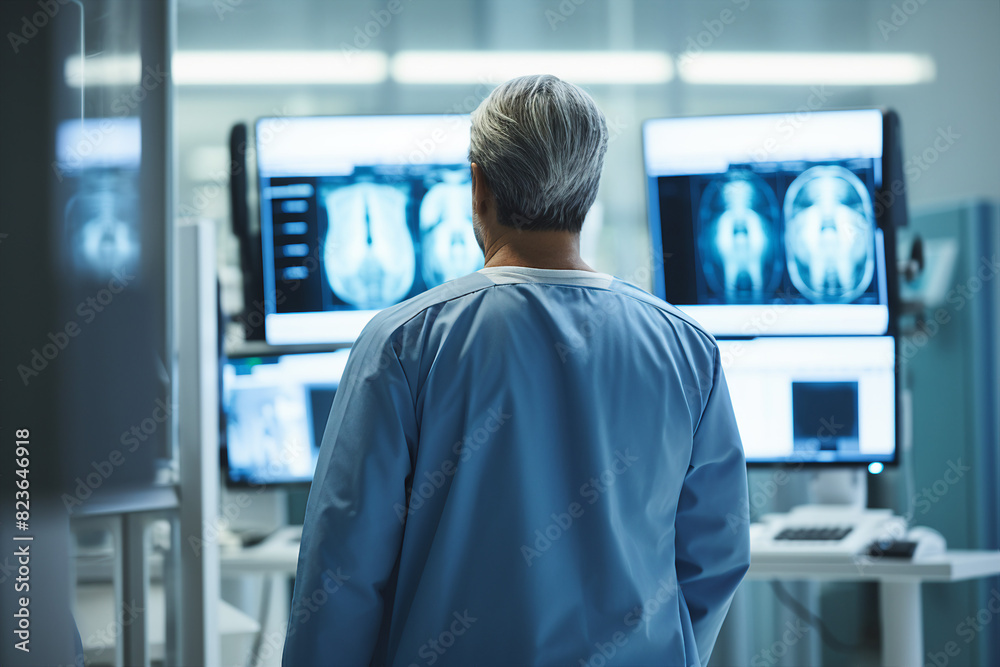 Generated with AI picture of doctor use mri or ct scan medical ...