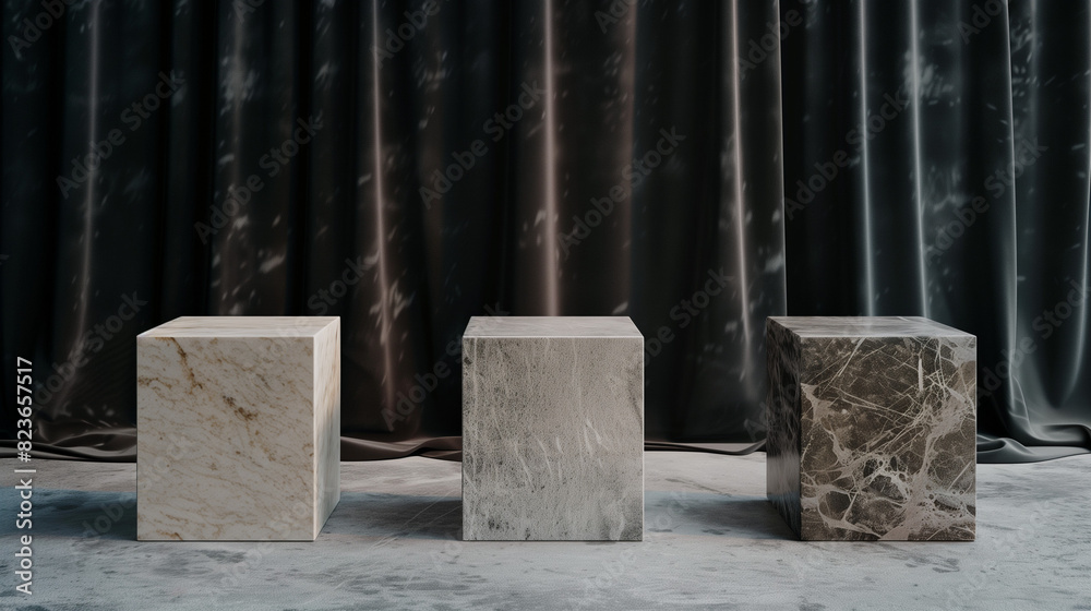 Geometric White and gray carara Marble and granite stone Podiums ...