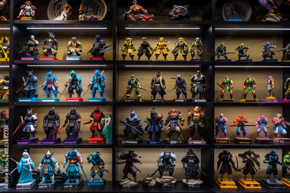 Colorful Display of Action Figure Collection in Shelves. Stock Photo ...