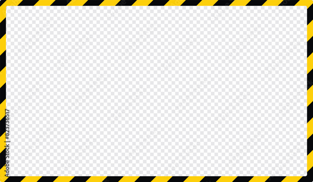 Yellow and black caution tape square frame, warning sign border template.Blank vector ...