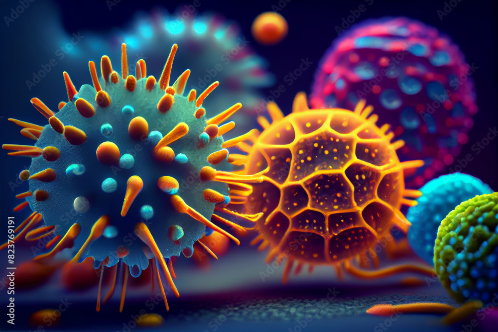 Attack of viruses, bacteria, mold spores fungi, pollen, dust ...