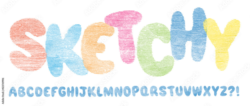 Textured bubble font with rough etched lines. Works well for larger ...