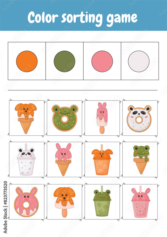 Logical games, learning colors, match the objects with the same color ...