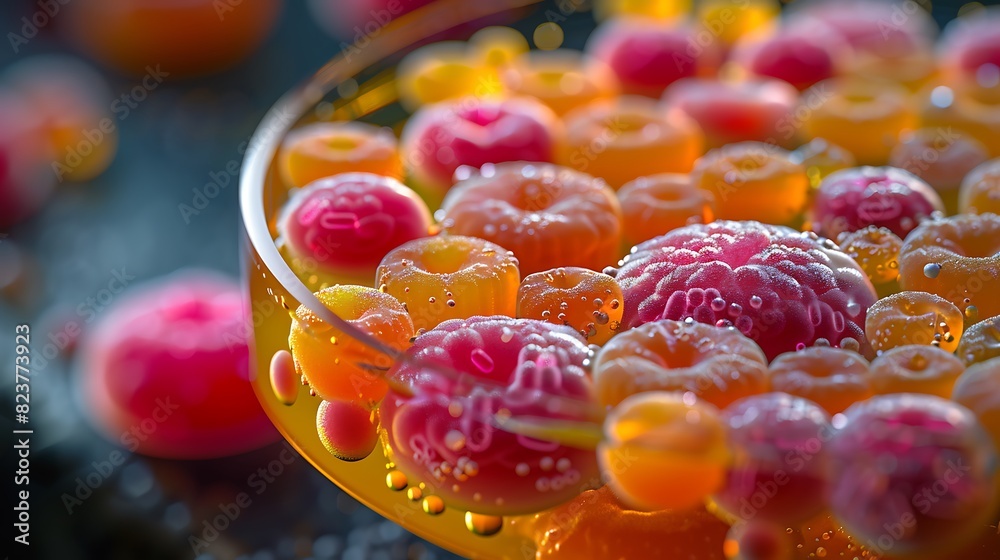 Microbiology illustration of petri dish with bacterial colonies showing ...