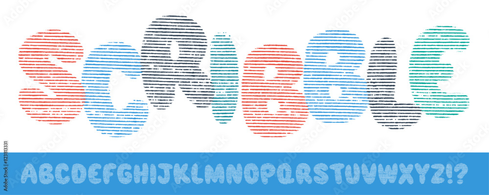 Textured bubble font with rough etched lines. Works well for smaller ...