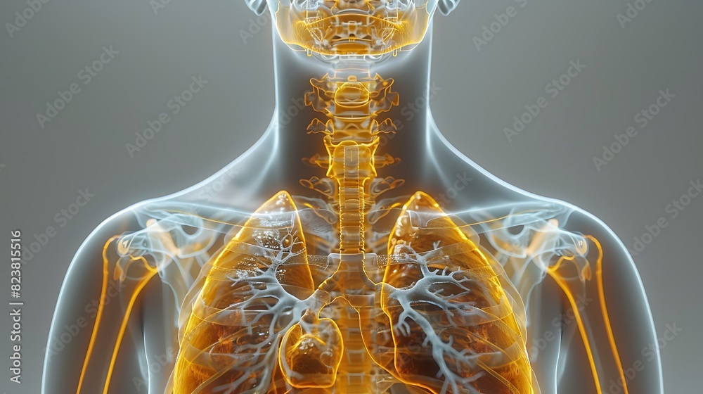 Radiology image of chest Xray showing clear details of the lungs heart ...