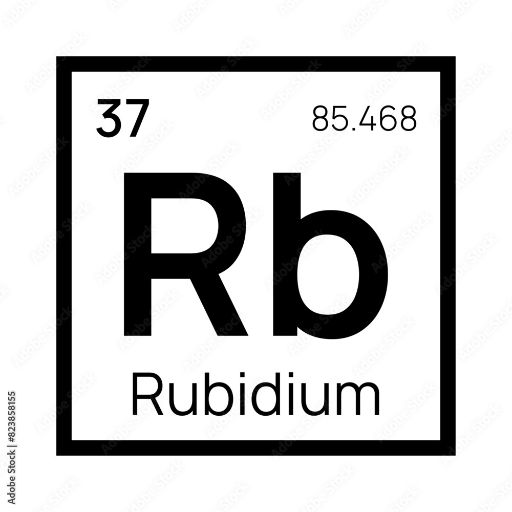 Rubidium chemical element of the periodic table. Vector isolated symbol ...
