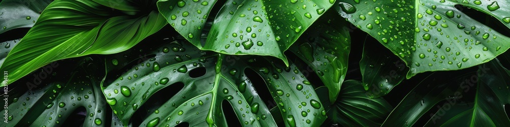 Large Leaves. Monstera pinnatipartita (Siam Monstera) Green Leaves with ...
