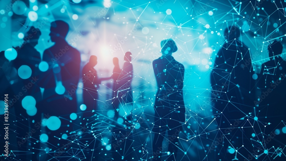 Stock-Illustration „Silhouettes of business people, business network in ...