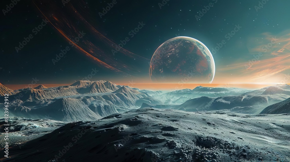 Ilustración de Stock aweinspiring planetary landscape ethereal space ...