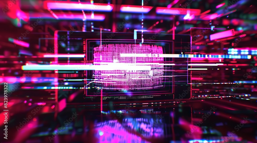 Ilustración de Stock glitchy static noise overlay retro crt tv screen ...