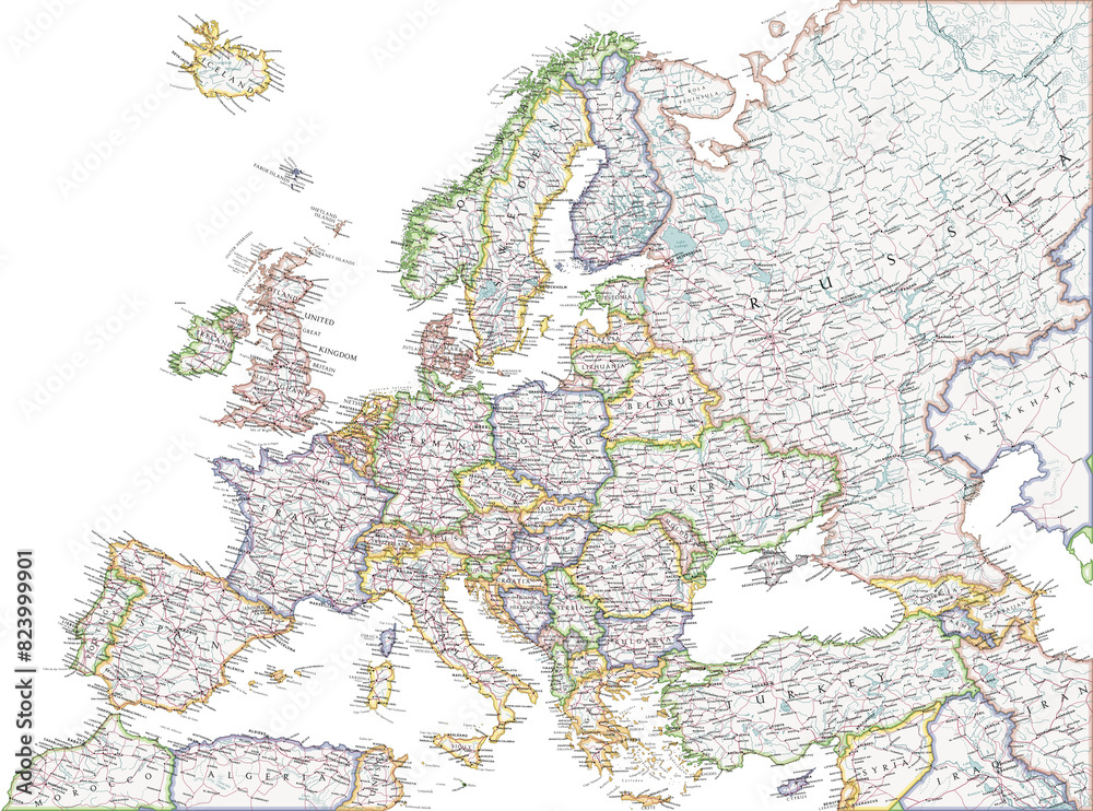 Europe political map. Super high quality. Detailed with thousands of ...