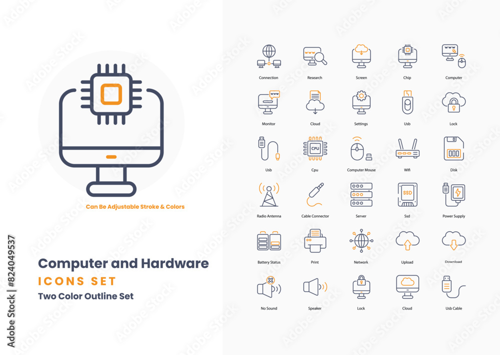 Computer and hardware icons collection. Set contains such Icons as ...