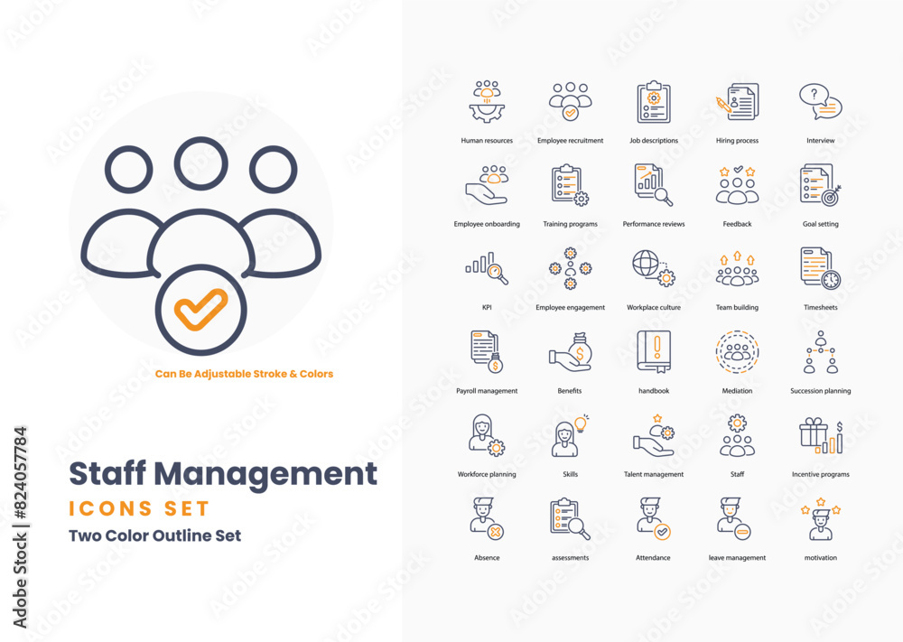 Staff management icons collection. Set contains such Icons as employee ...