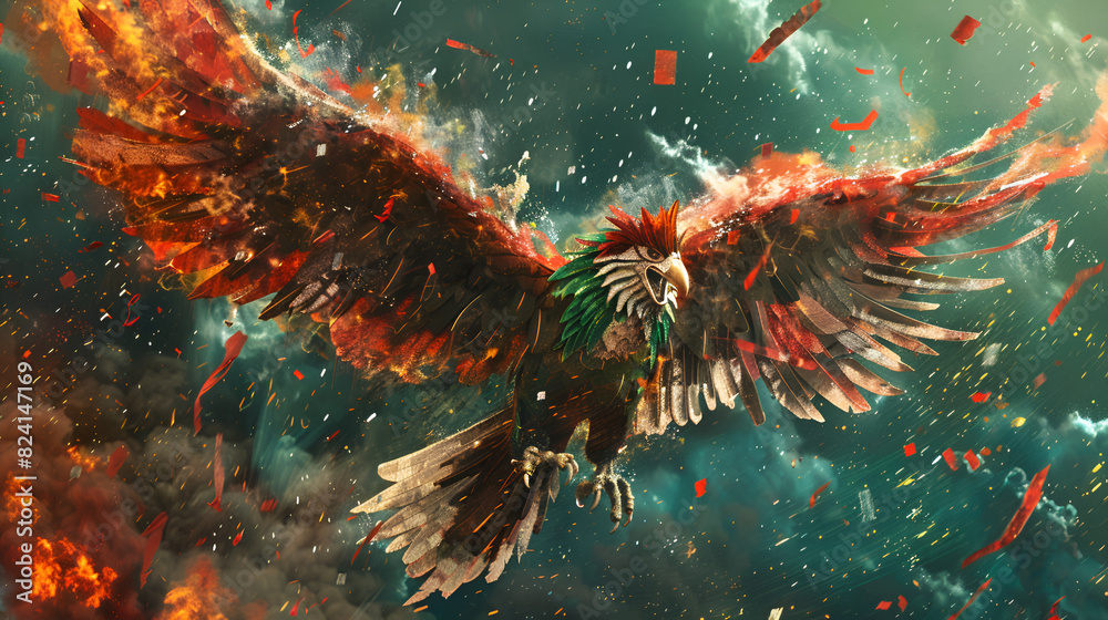aguila mexicana con los colores mexicanos verde blanco y rojo ...