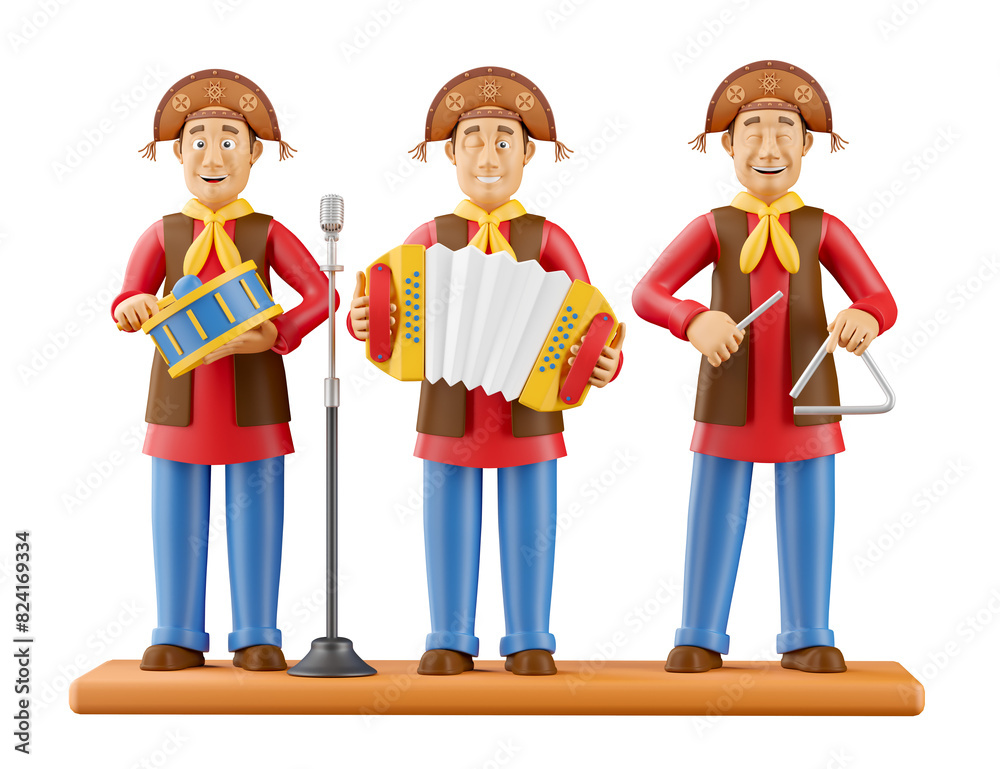 Traditional Brazilian forró Band with Cangaceiro Hats in 3d render ...