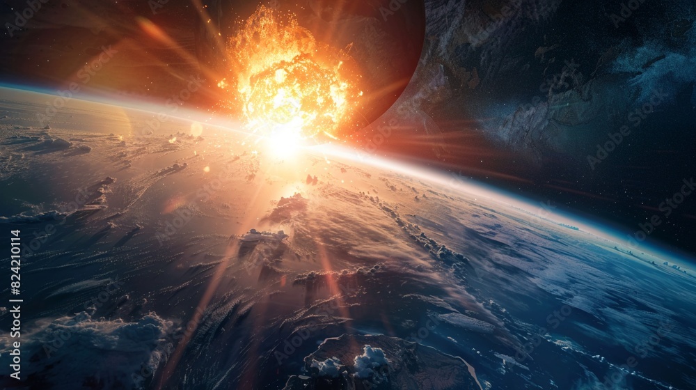 Stock-Illustration „Space view of a cataclysmic nuclear explosion on ...