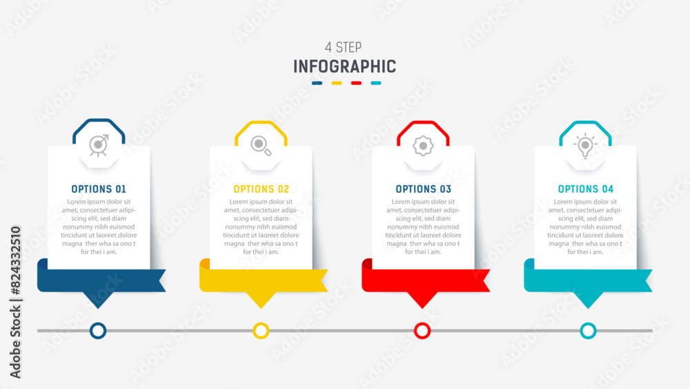 Four Step Infographic element design Vector template for presentation ...