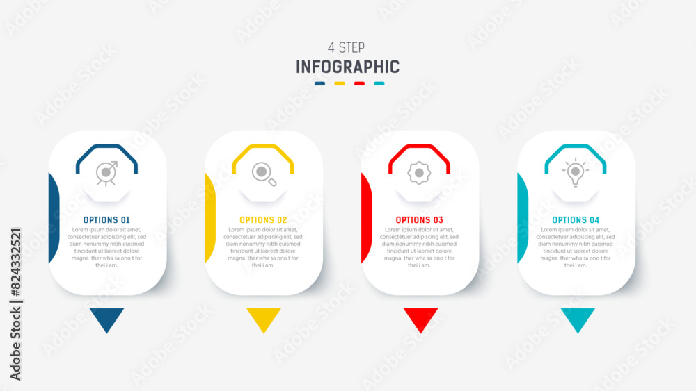 Four Step Infographic element design Vector template for presentation ...