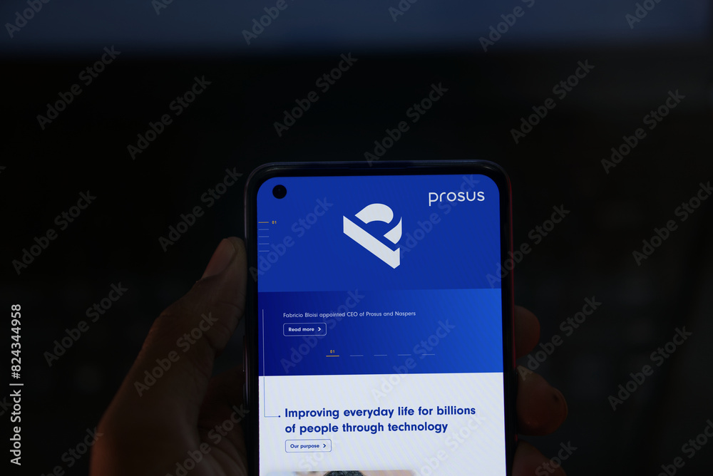 Dhaka, Bangladesh- 26 May 2024: Prosus logo is displayed on smartphone ...