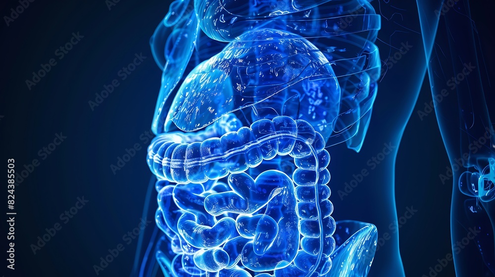 In this 3D x ray the digestive system is shown in action with the ...